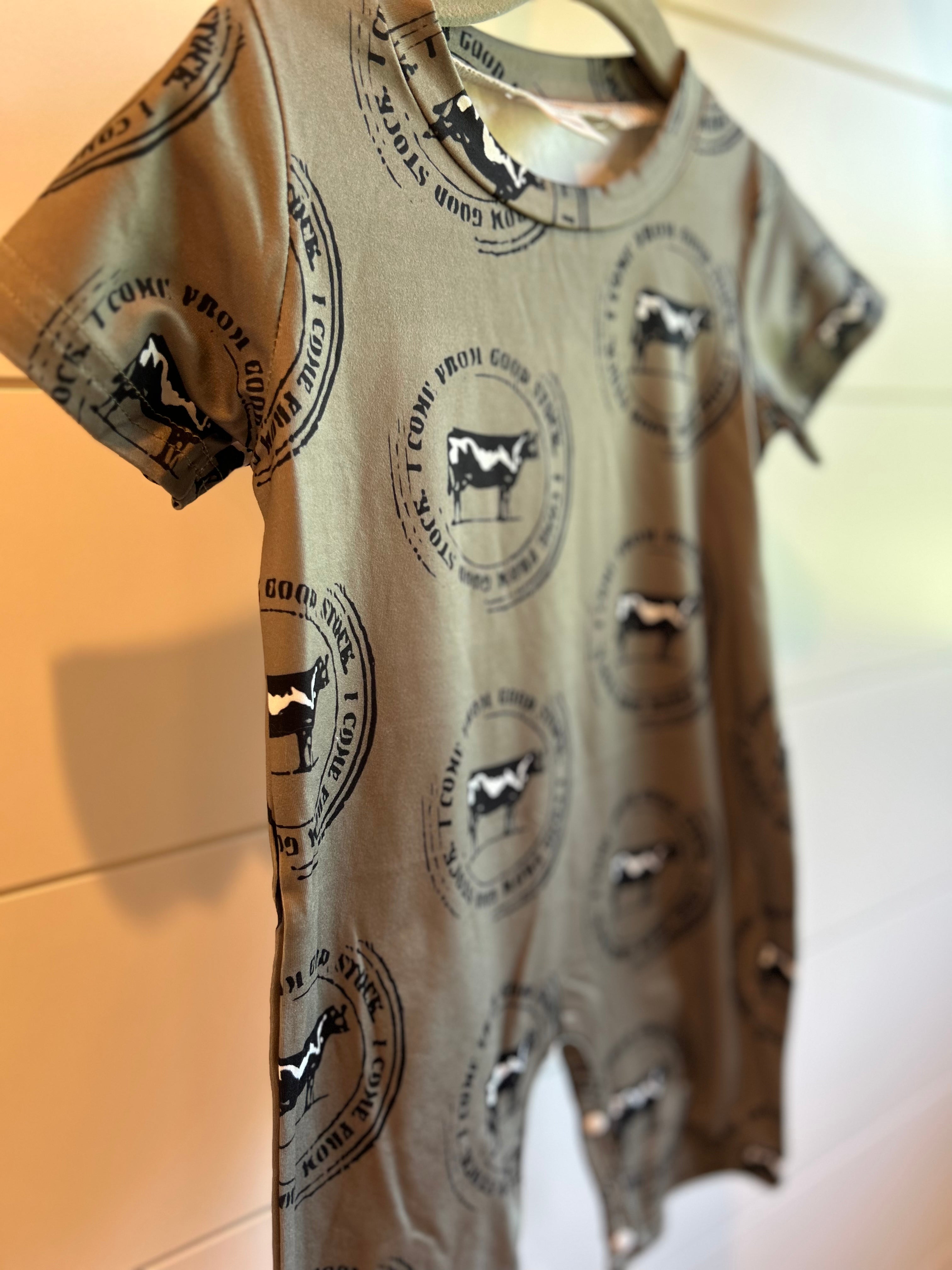I Come From Good Stock Button Onesie – Patched Cow Collective